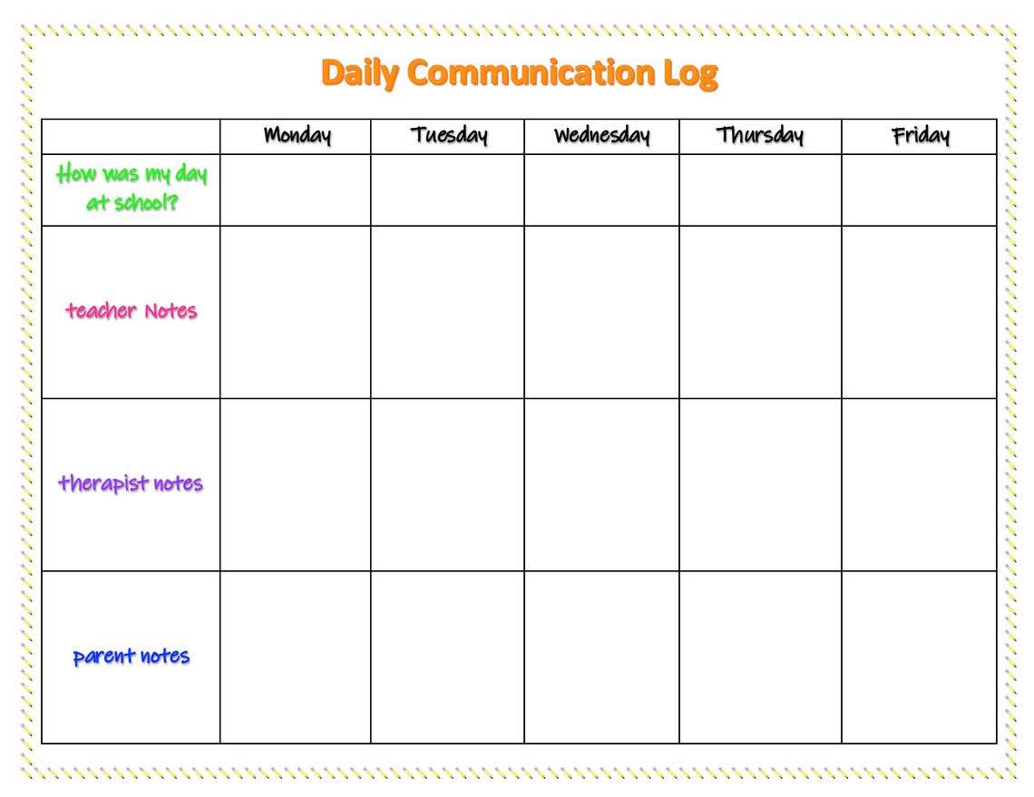 Parent-teacher-therapist Communication Log **EDITABLE** - Etsy