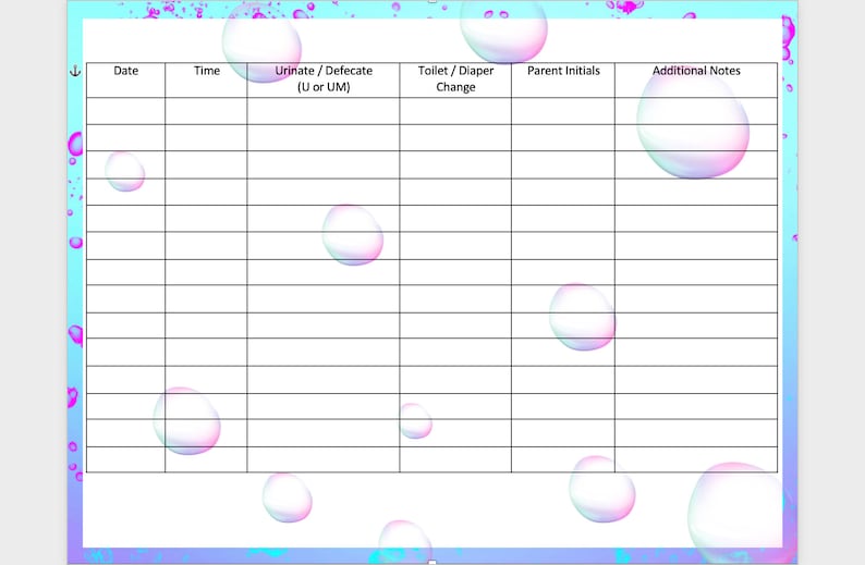 Toilet Training Tracker Spreadsheet (printable & Editable) - Etsy