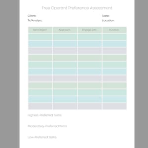 ABA Preference Assessment Templates - Etsy