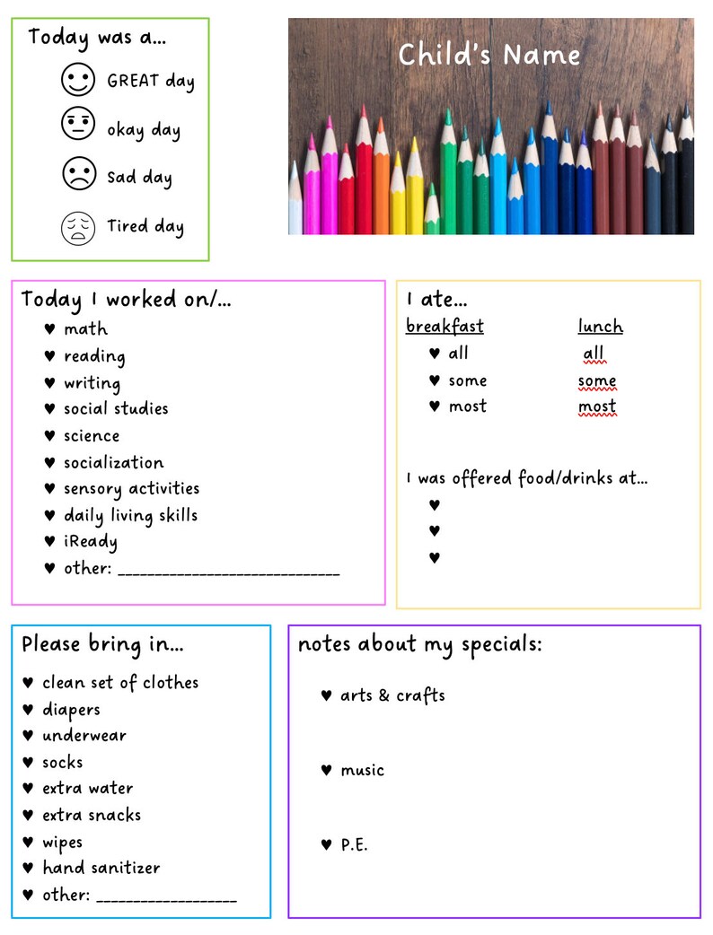 Daily Session Notes **editable Template** - Etsy
