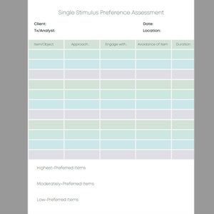 ABA Preference Assessment Templates - Etsy
