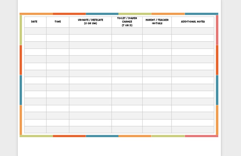 Toilet Training Tracker Spreadsheet (printable & Editable) - Etsy