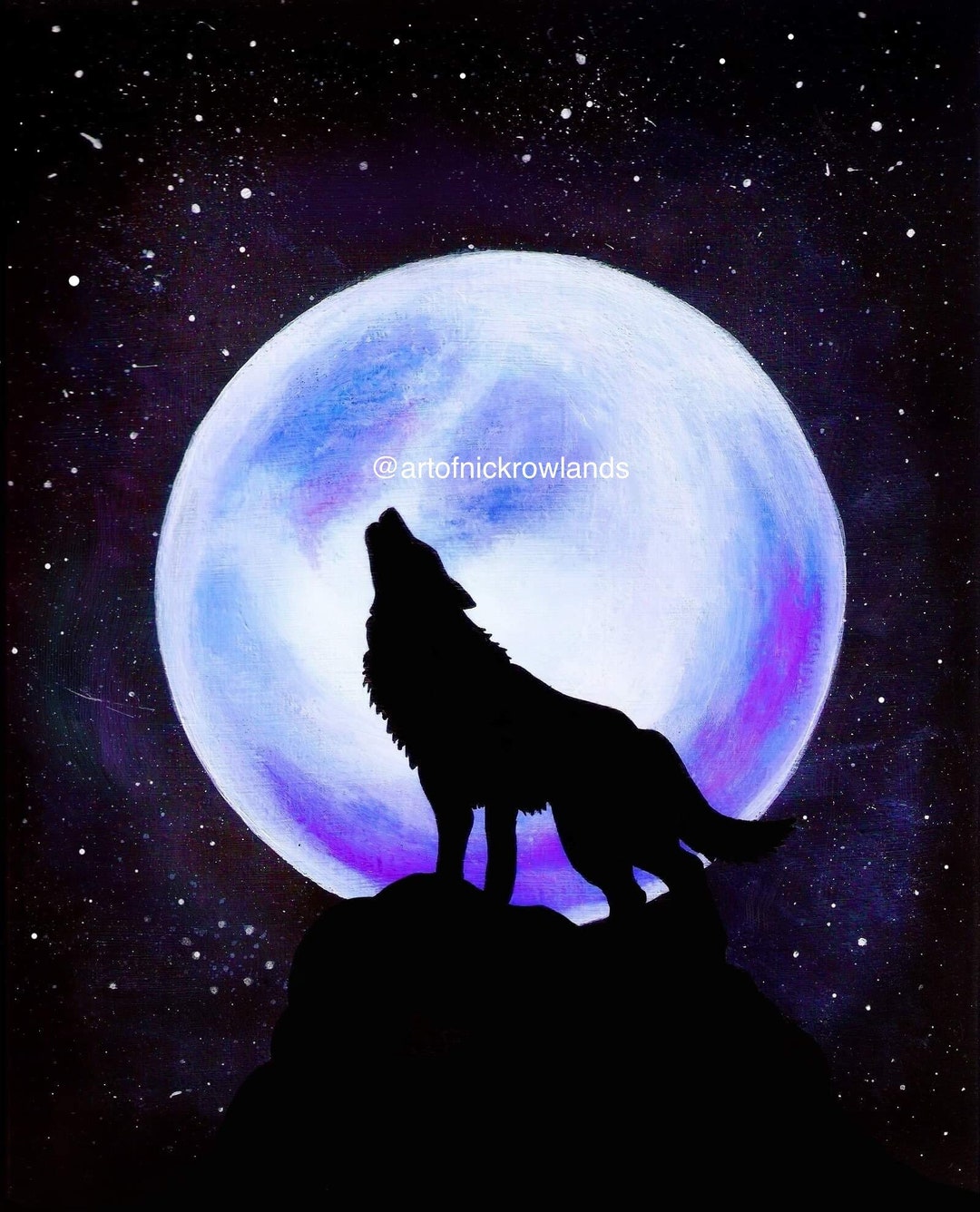 Fantasy Moon Wolf **(art Print)**- 8" X 10" - Wall Art - Wall Decor ...