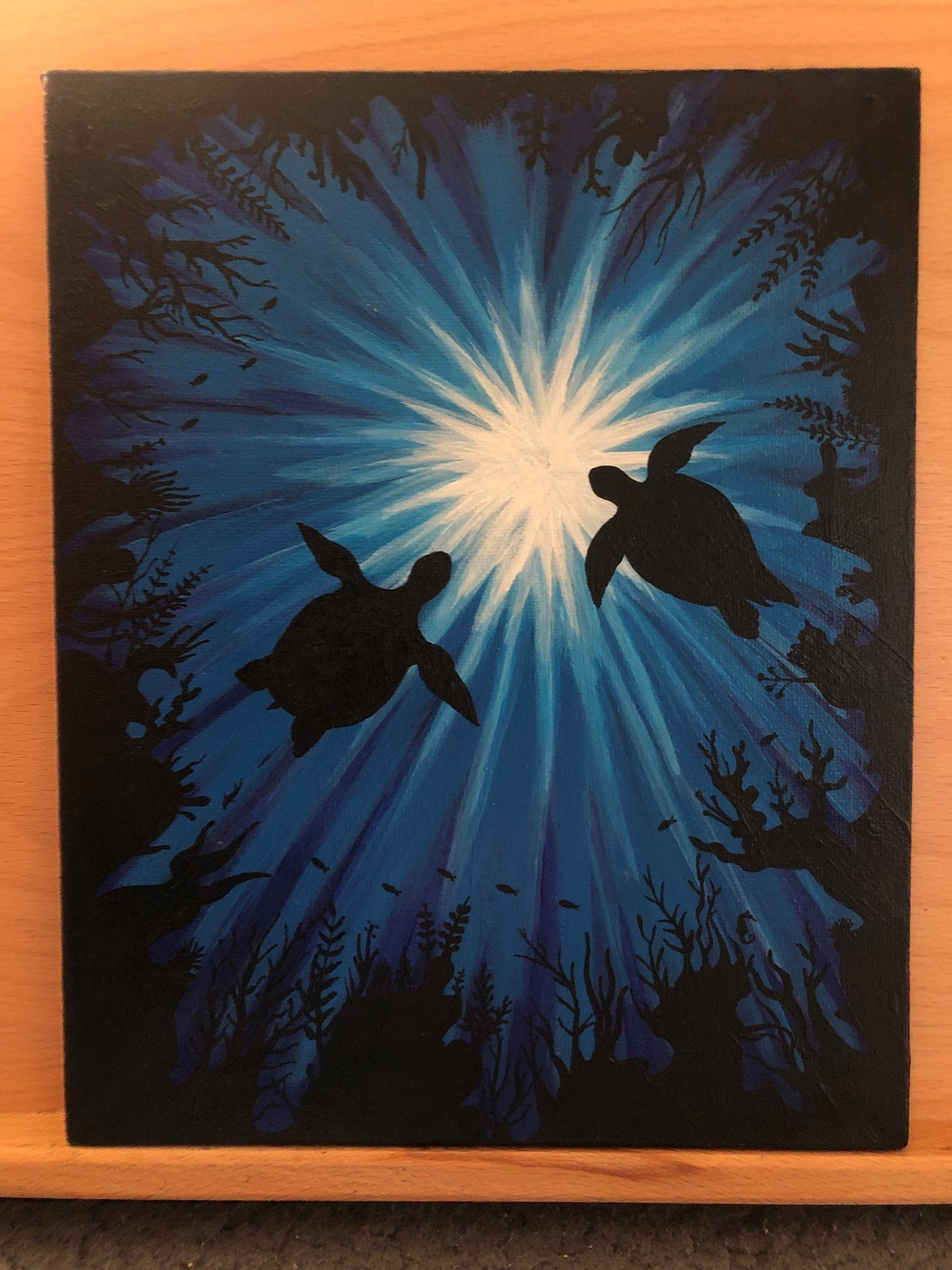 Stunning Underwater Scene With Sea Turtles Acrylic Painting | Etsy