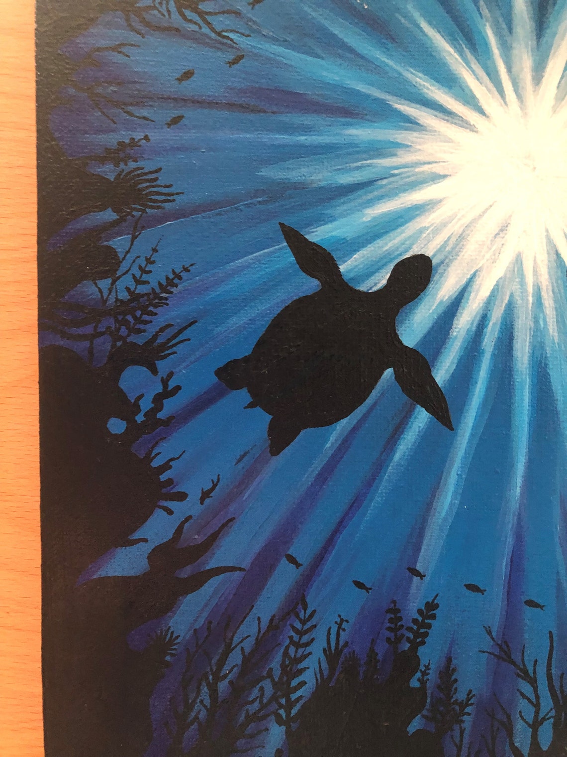 Stunning Underwater Scene With Sea Turtles Acrylic Painting | Etsy
