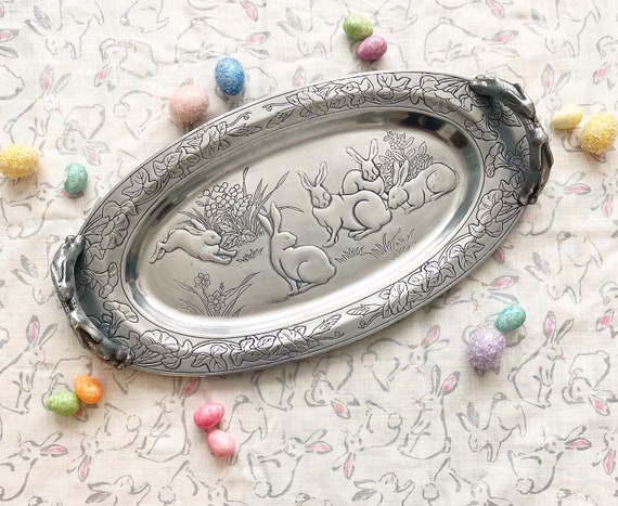 Arthur Court Bunnies Serving Tray 1980 - Etsy