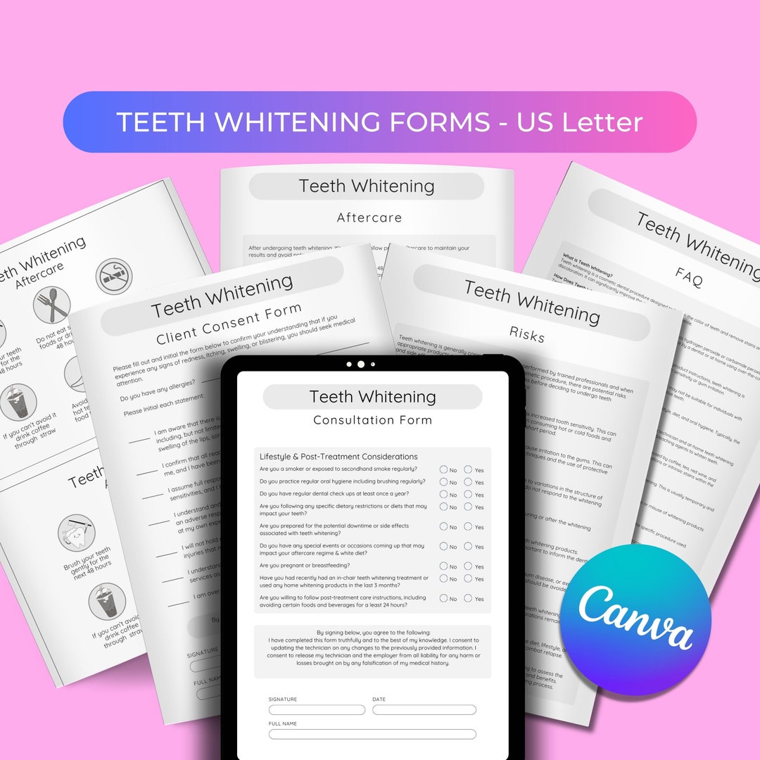 Teeth Whitening Canva Editable Forms Salon Dental Clinic Treatment ...