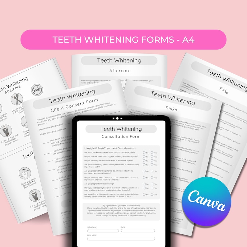 Teeth Whitening Canva Editable Forms Salon Dental Clinic Treatment ...