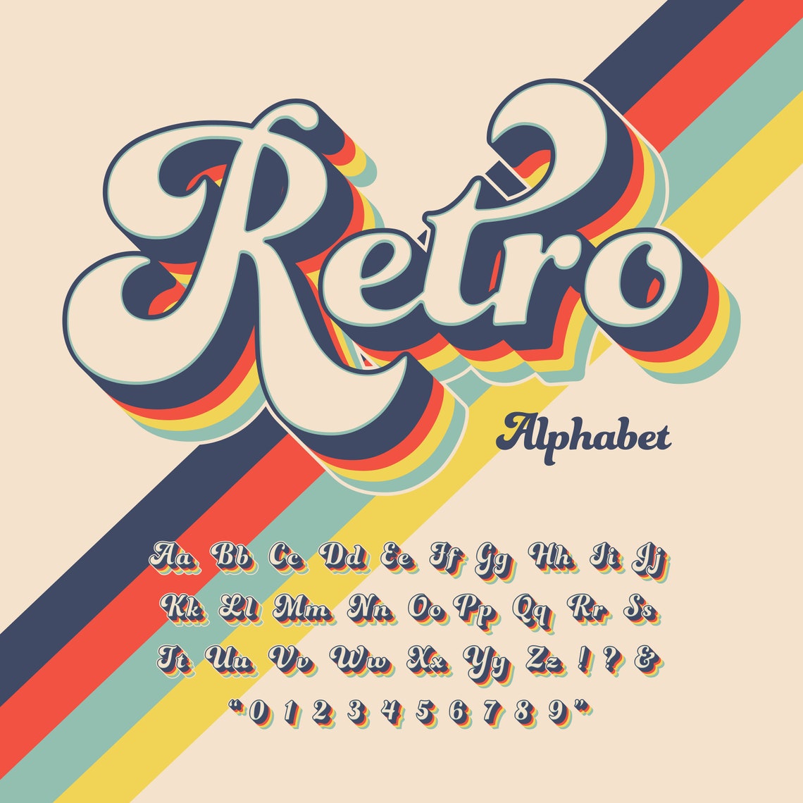 RETRO FONT Pngs, Vintage Letters Png, Retro Clipart, Retro Alphabet Png ...