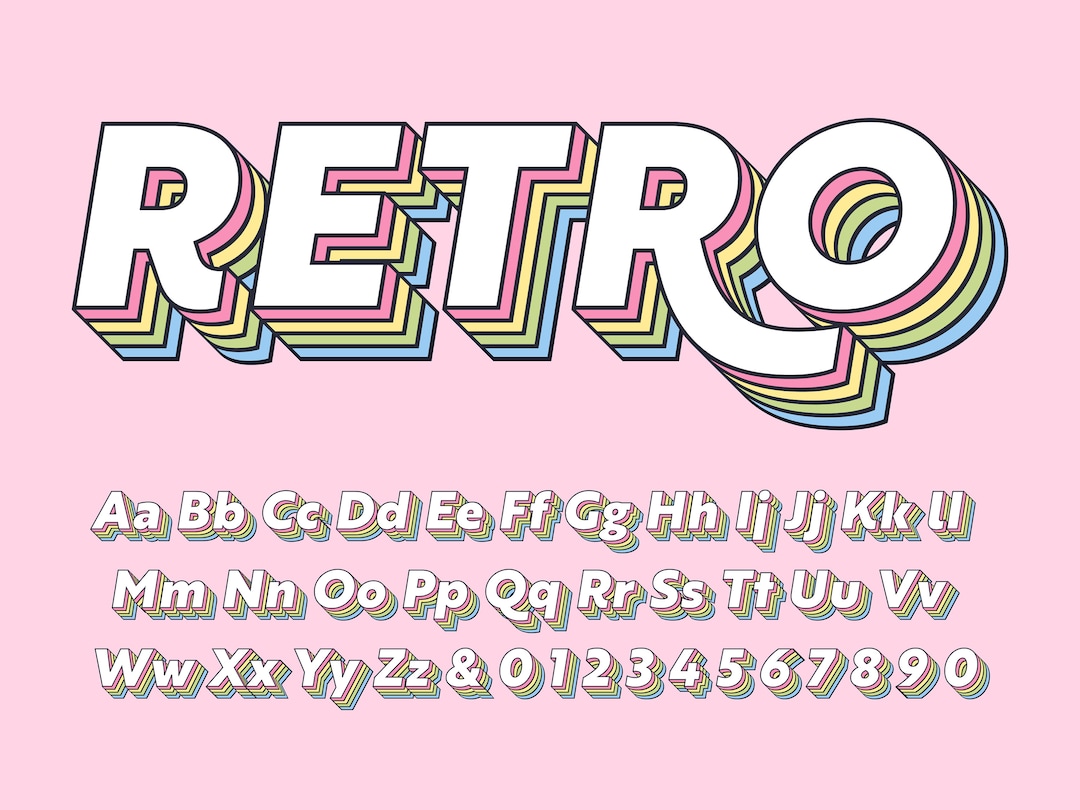 Retro Font PNG, PNG, Font, Retro, Old School Font, Disco PNG - Etsy