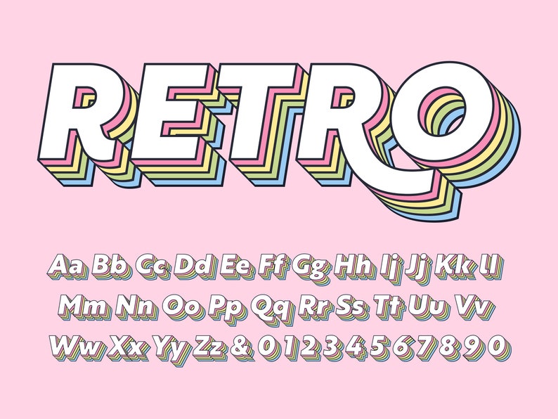 Retro Font PNG, PNG, Font, Retro, Old School Font, Disco PNG - Etsy