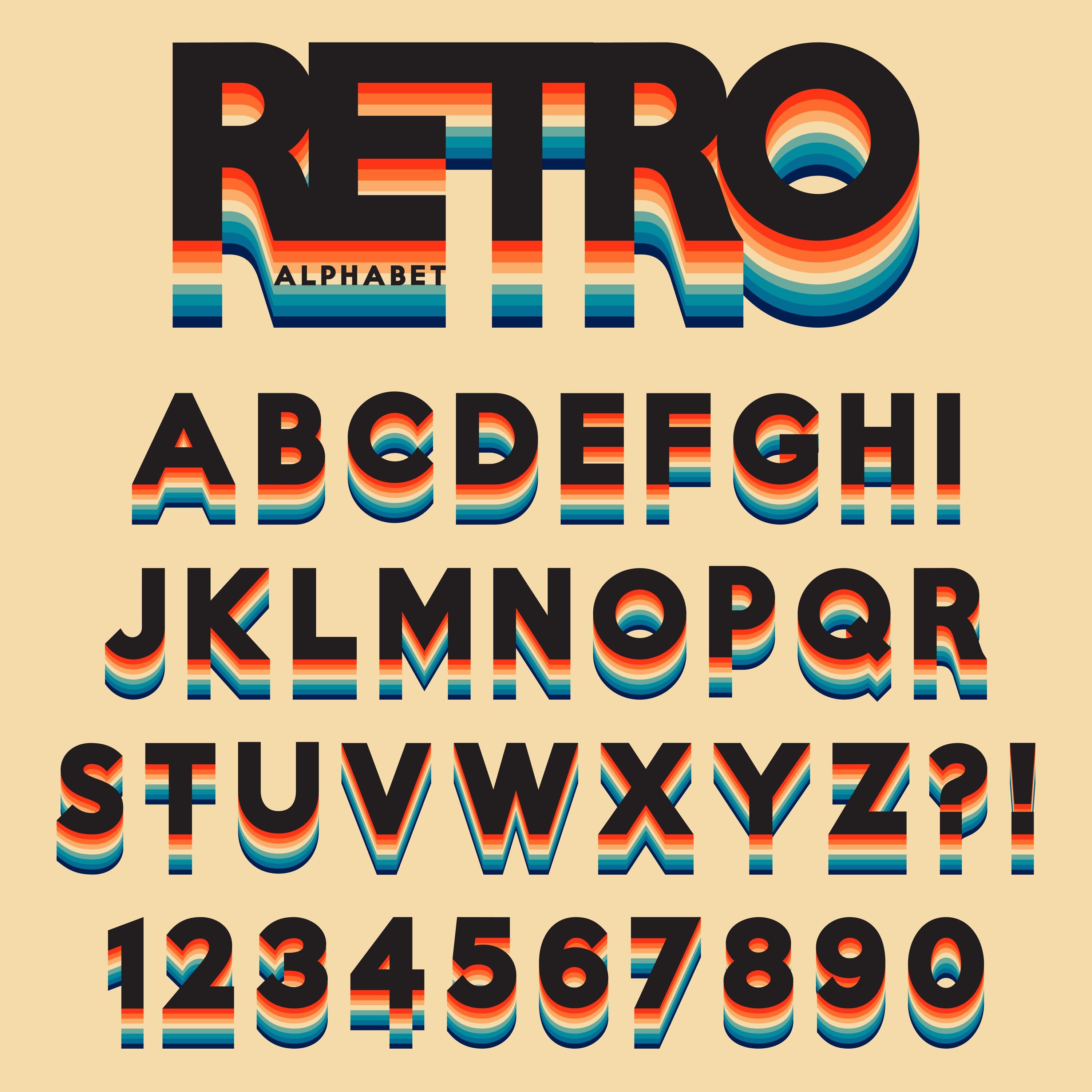 Retro Font, Retro ABC, Font, PNG, SVG - Etsy