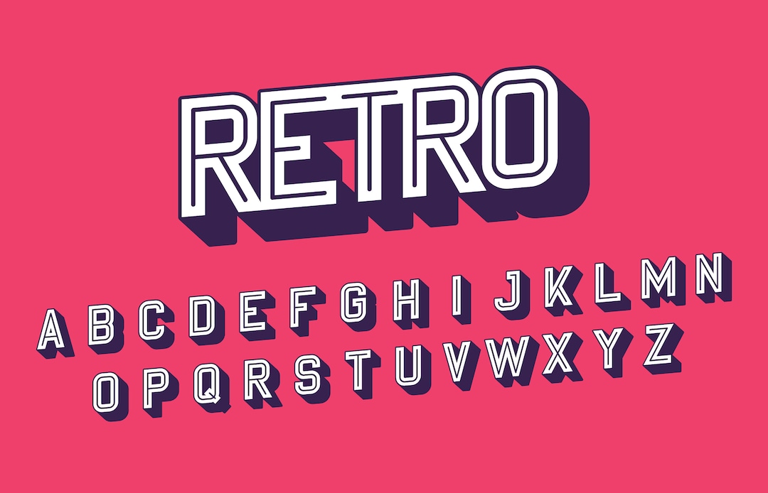 RETRO FONT PNG, Vintage Letters Png, Retro Clipart, Retro Alphabet Png ...