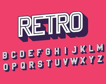 RETRO FONT Pngs, Vintage Letters Png, Retro Clipart, Retro Alphabet Png ...