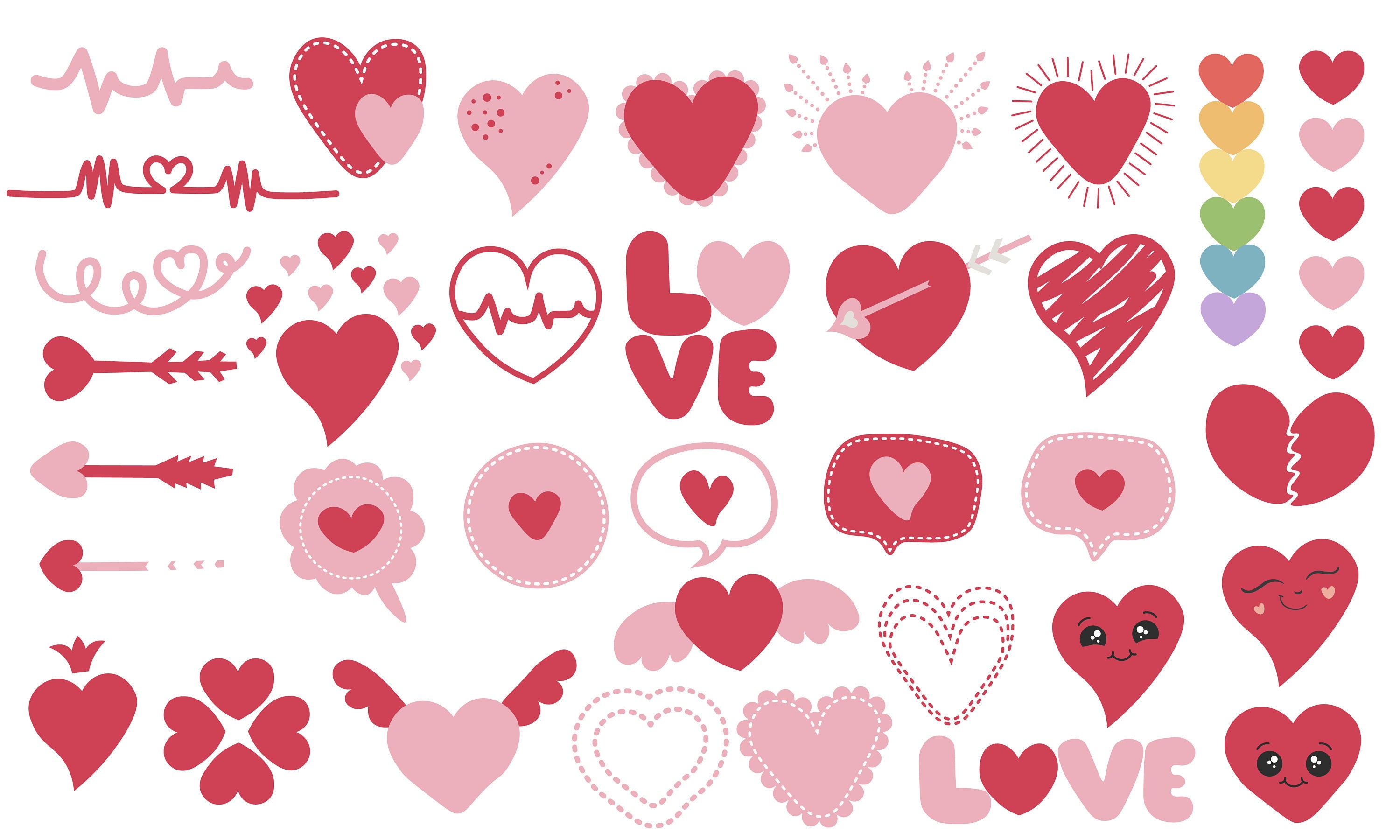 Heart PNG Bundle, Heart Clipart, Doodle Hearts, Valentines Png, Hand ...