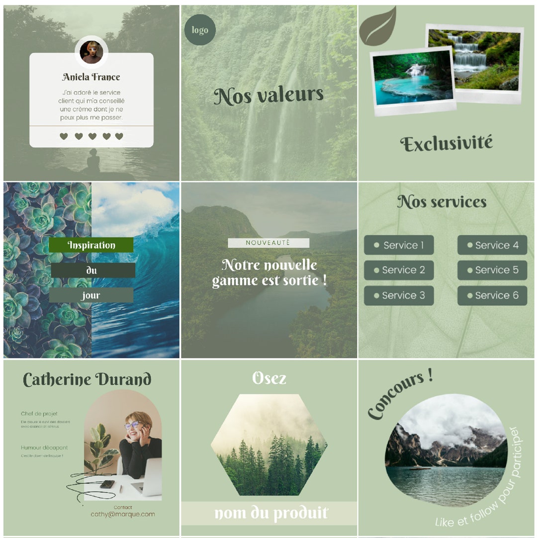 "nature" Instagram Template in French - 20 Editable and Customizable ...