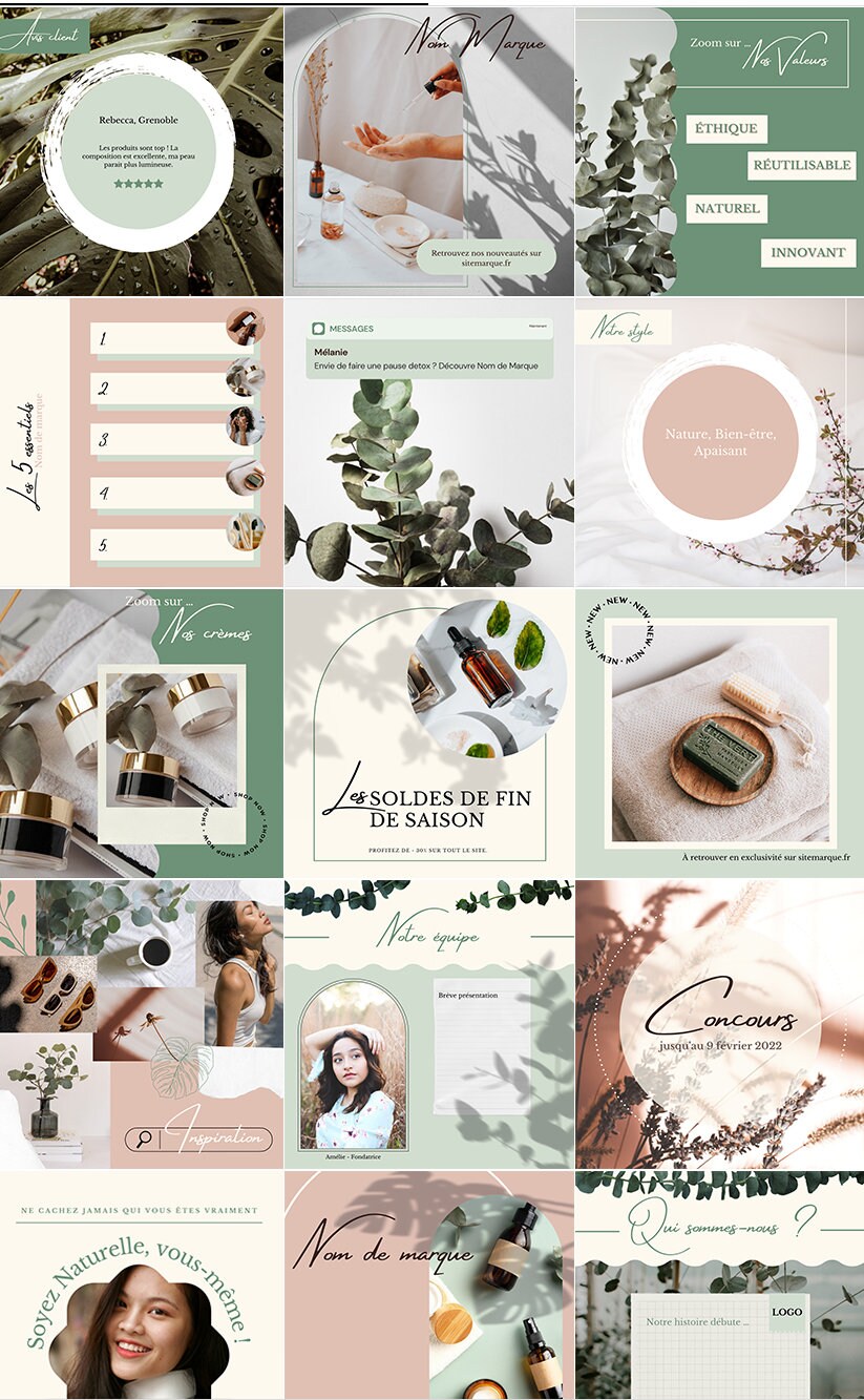 Customizable Canva Instagram Template Natural Beauty Feminine in French ...