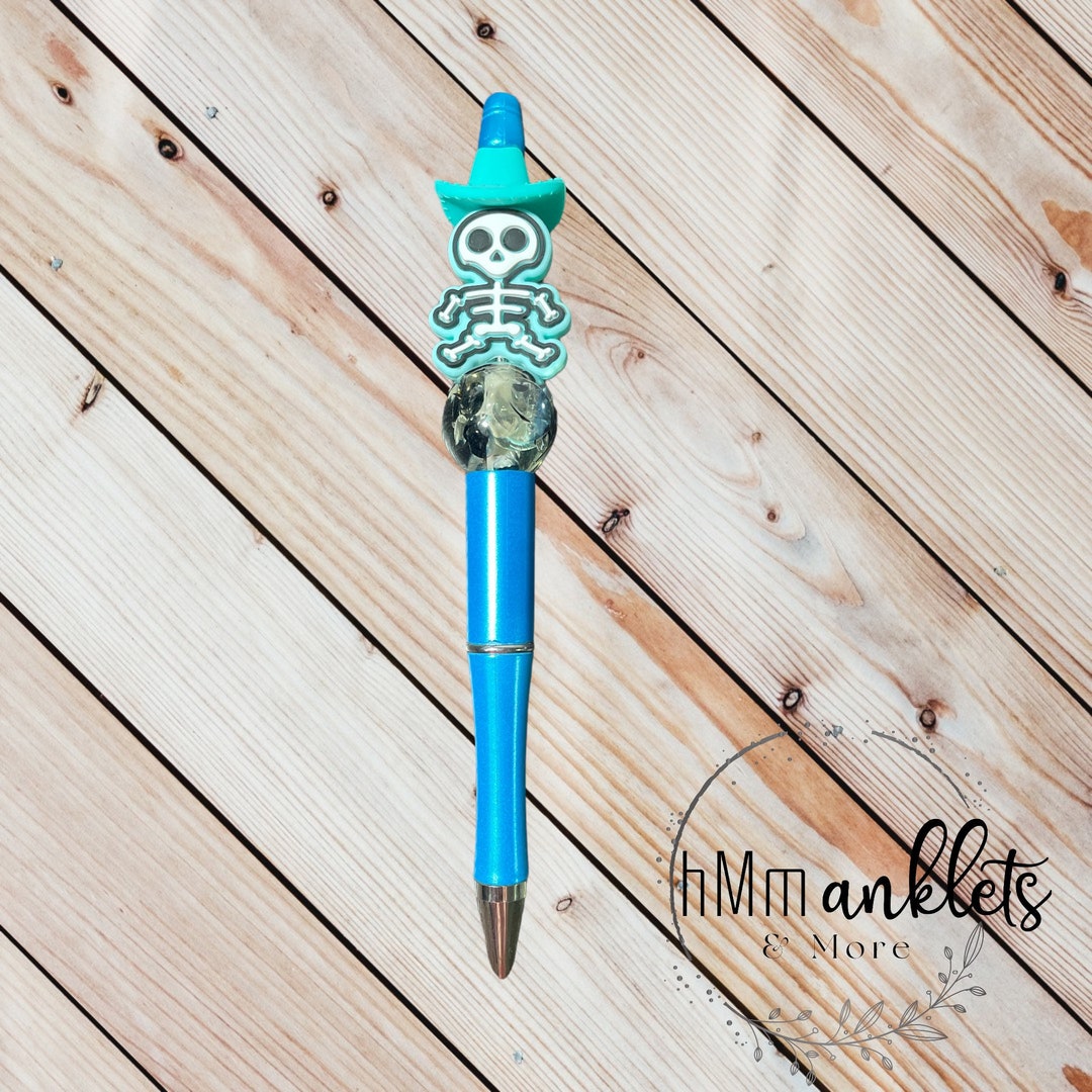 Skeleton Pen Halloween Pen Cowboy Pen Silicone Beaded Pen - Etsy