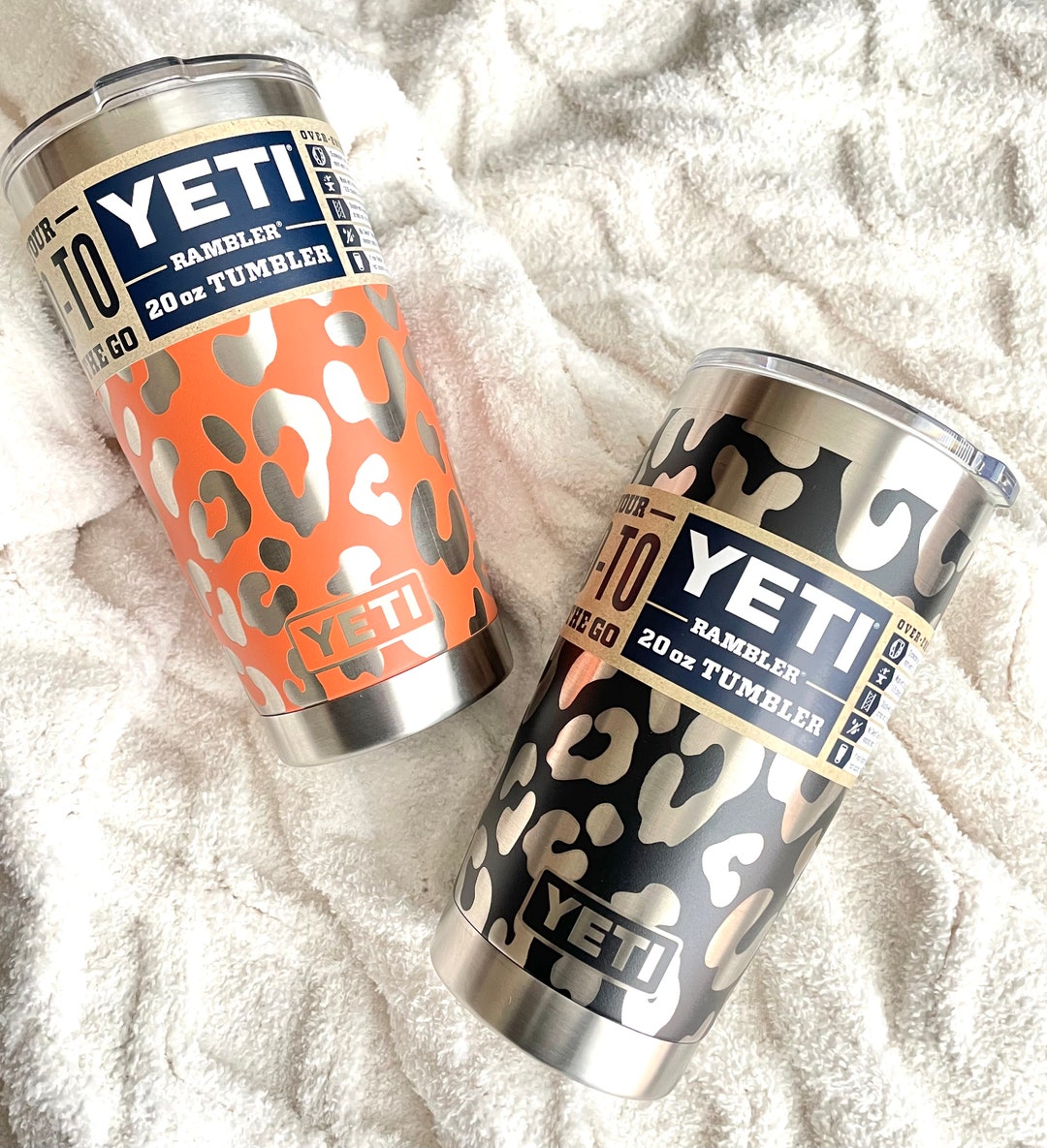 20 Oz Engraved Leopard Print Yeti Tumbler | Engraved Yeti Rambler - Etsy