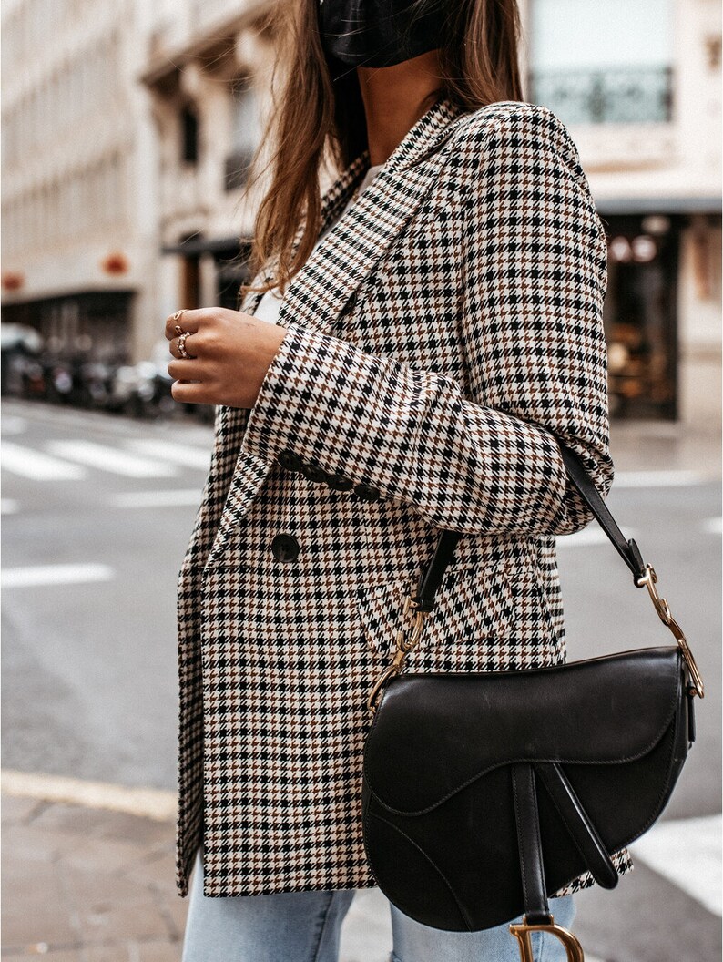 Women Winter Plaid Long Suit Jacket Women Coat Office Jacket - Etsy