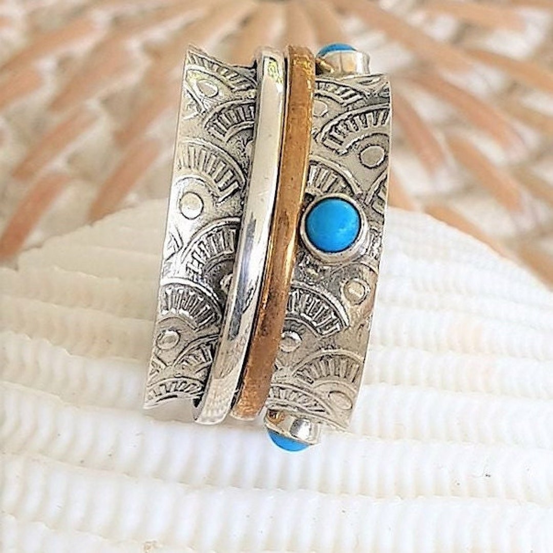 Turquoise Dream Fidget Ring for Women Anxiety Ring Spinner Australia ...