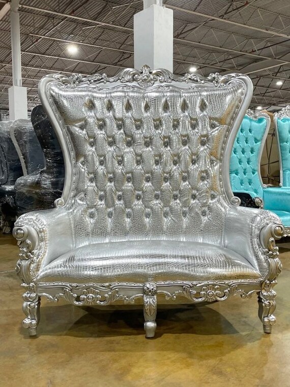 Silver Throne Chair Loveseat Party Supplies Loveseat - Etsy