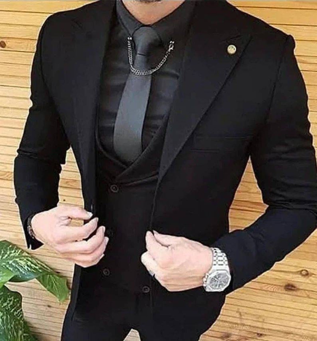 Suits For Men Black Suits Black Three Piece Wedding Suit Formal