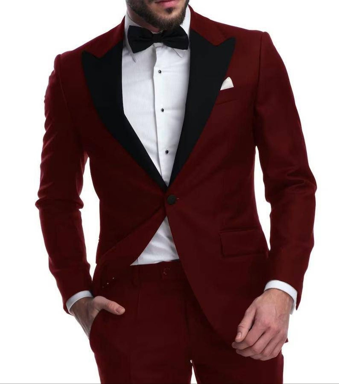 Maroon Suits for Men Tuxedo Men's Suit for Wedding Prom - Etsy
