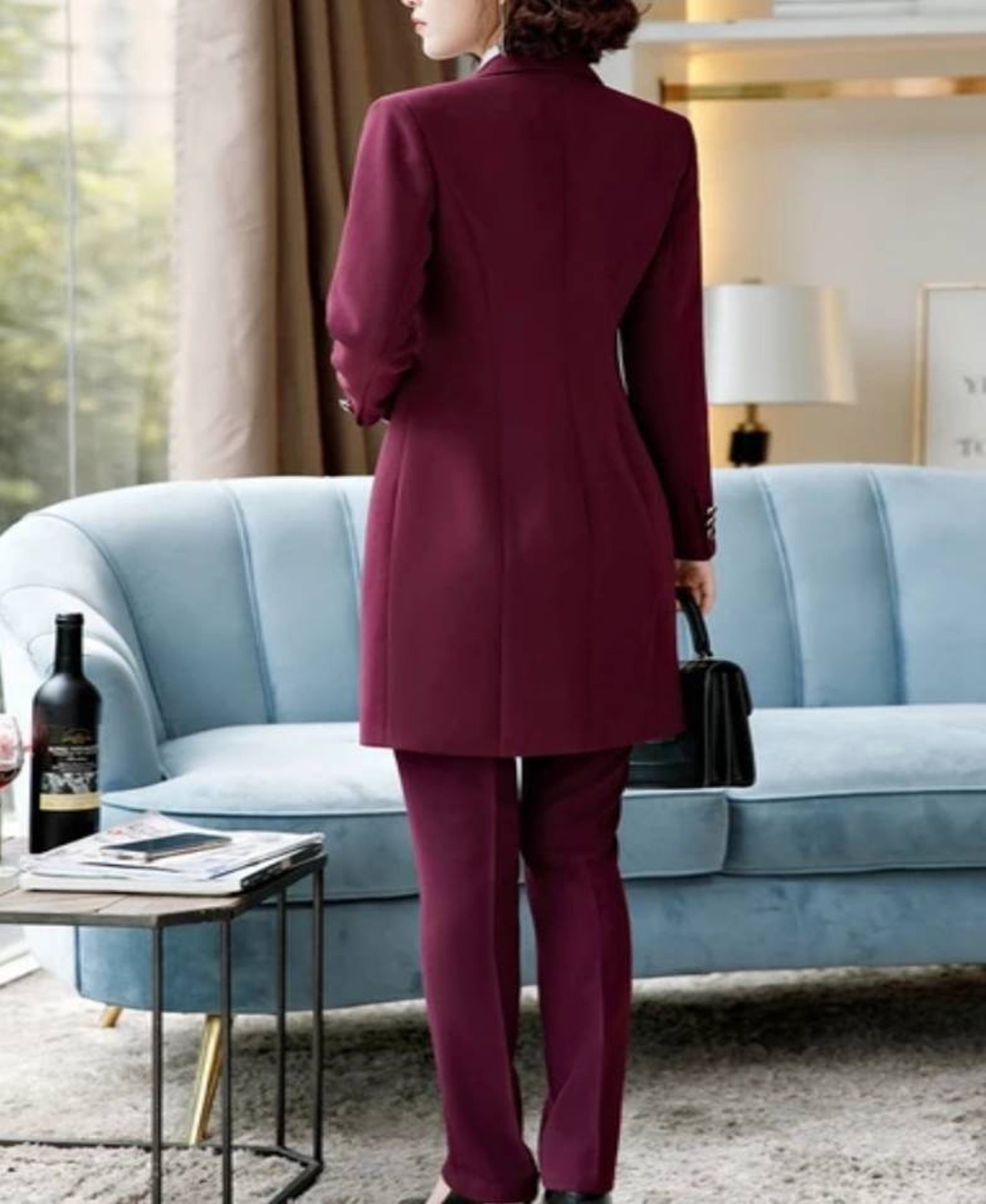 Red Wine Suit for Women/two Piece Suit/top/womens Suit/womens - Etsy