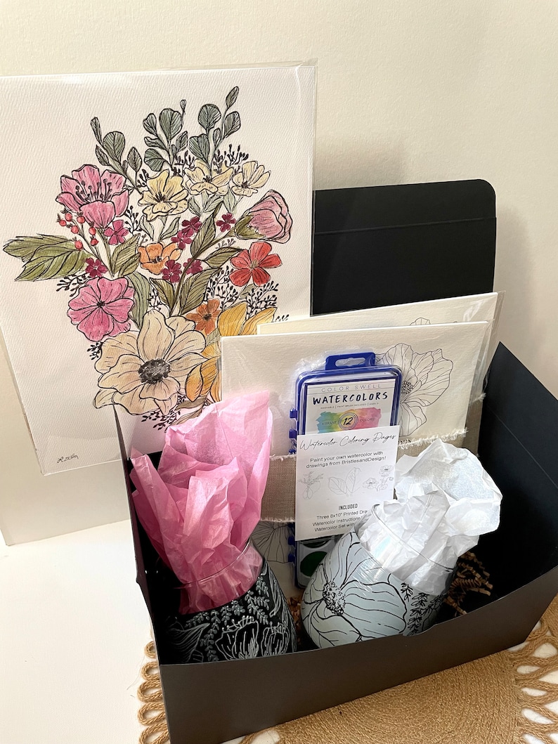 Date Night Box | Beginner Watercolor Kits | Watercolor Print | Hand ...