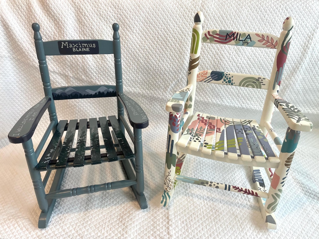 Custom Hand-painted Kids Rocking Chair | Kid and Toddler Gift | Custom ...