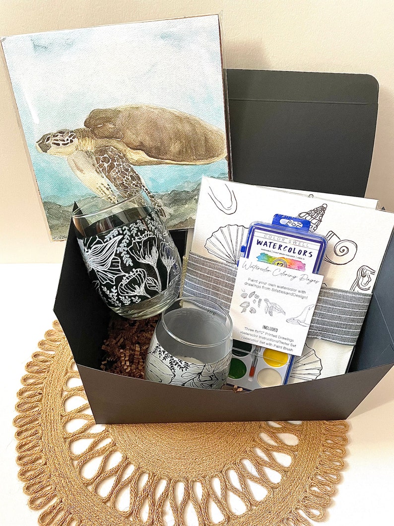 Date Night Box | Beginner Watercolor Kits | Watercolor Print | Hand ...