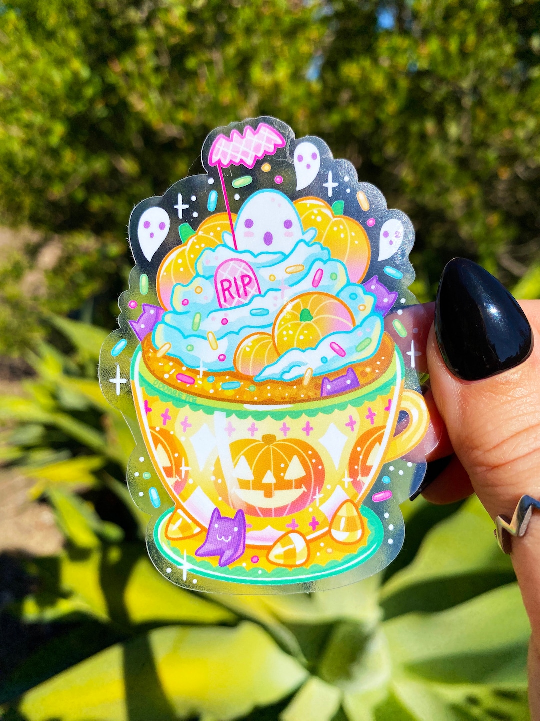 Pumpkin Teacup Cake Vinyl Sticker - Waterproof Halloween Treat - Etsy