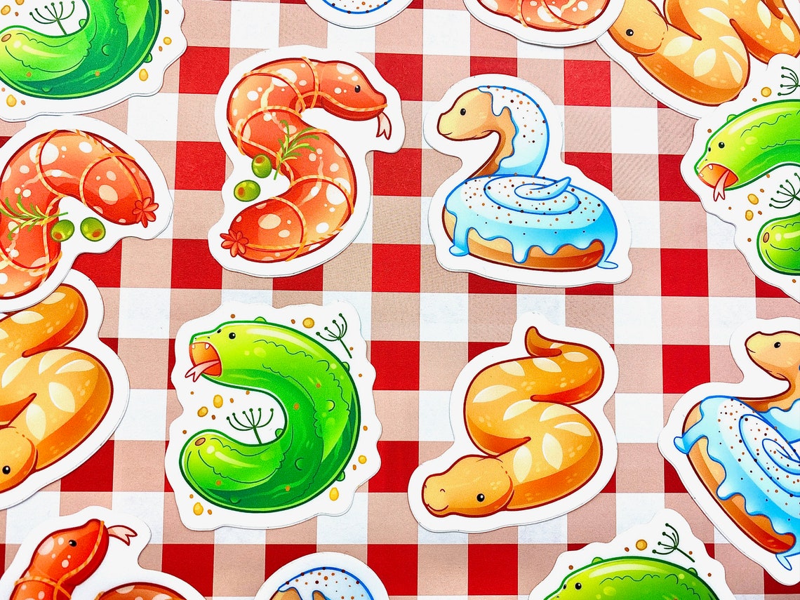 Food Snakes Stickers Matte Stickers Cute Snakes Snake - Etsy