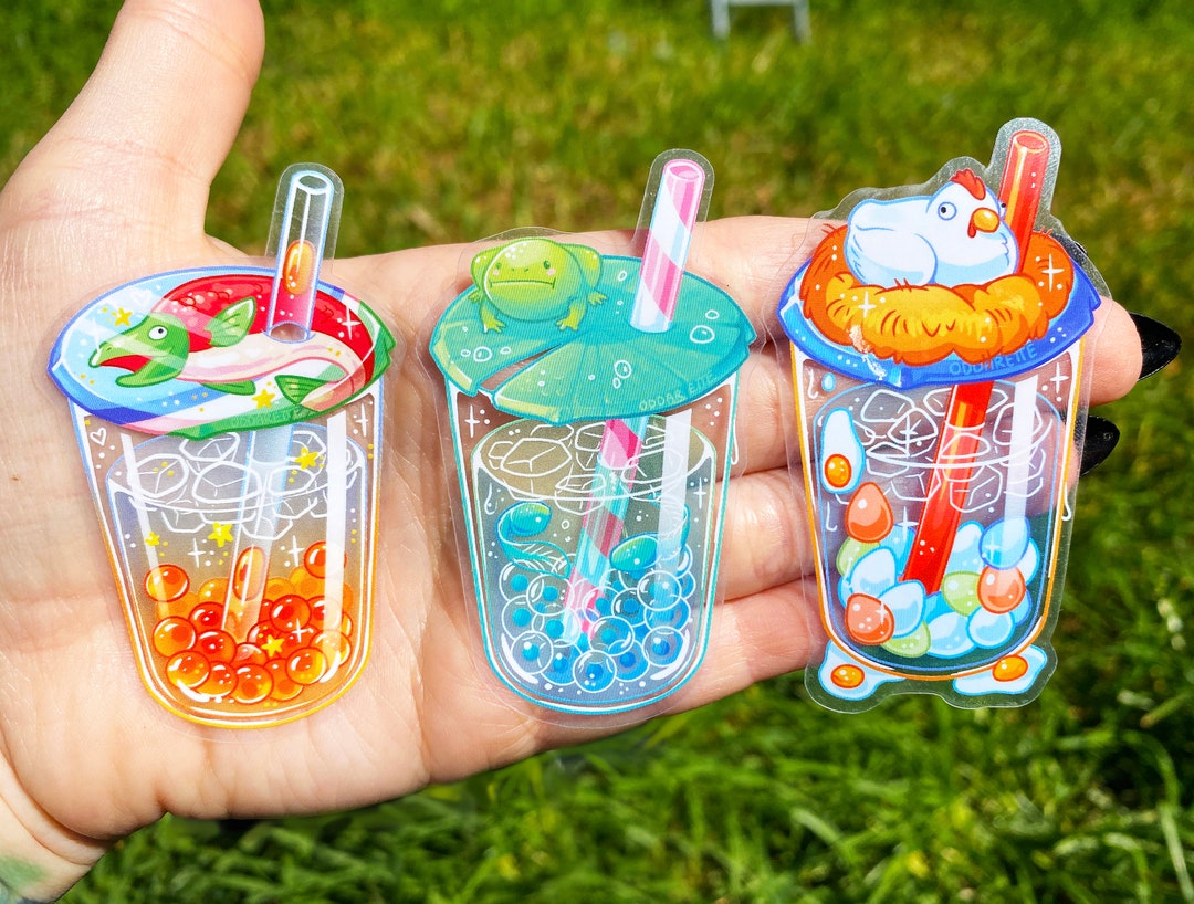 Cursed Boba Transparent Stickers Series 2: Frog, Chicken, Salmon ...