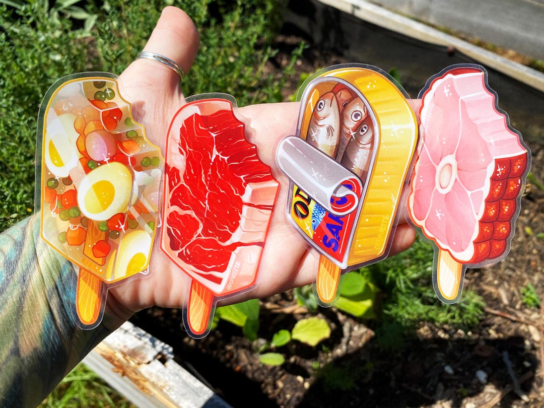 Meat Popsicle Stickers: Funny Food, Transparent Vinyl Decals - Etsy