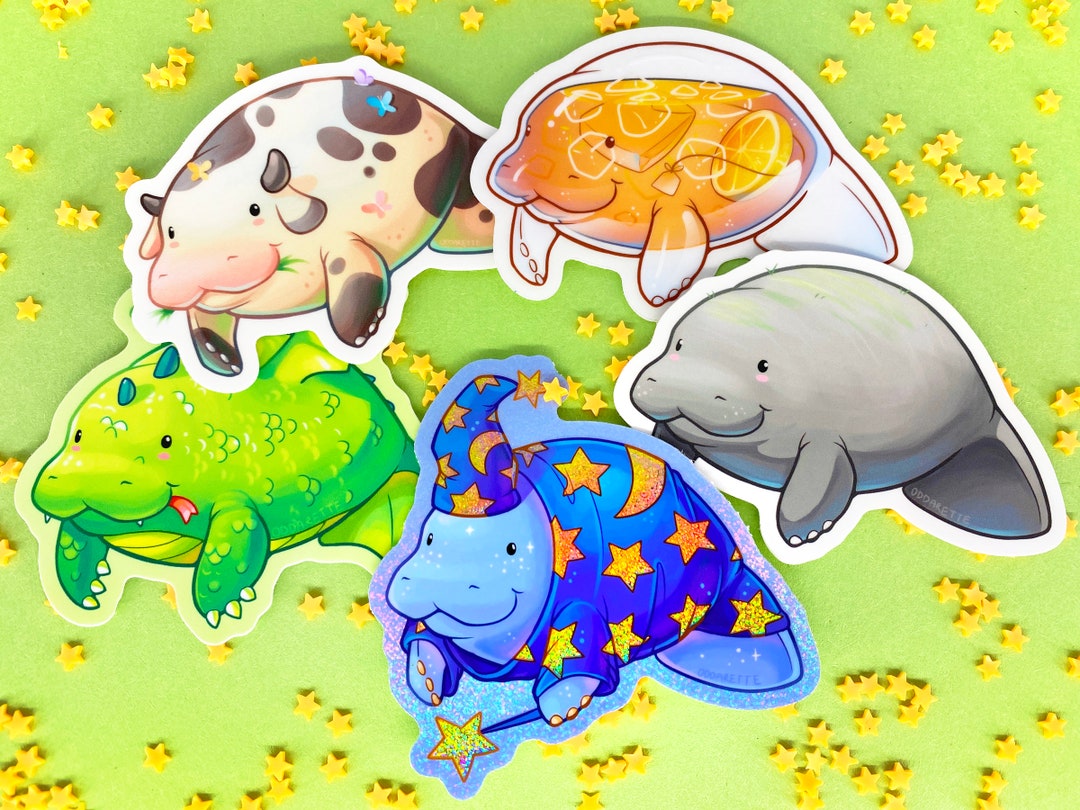 Manatee Sticker Set: Wizard, Dragon, Manatea, Sea Cow - Waterproof ...