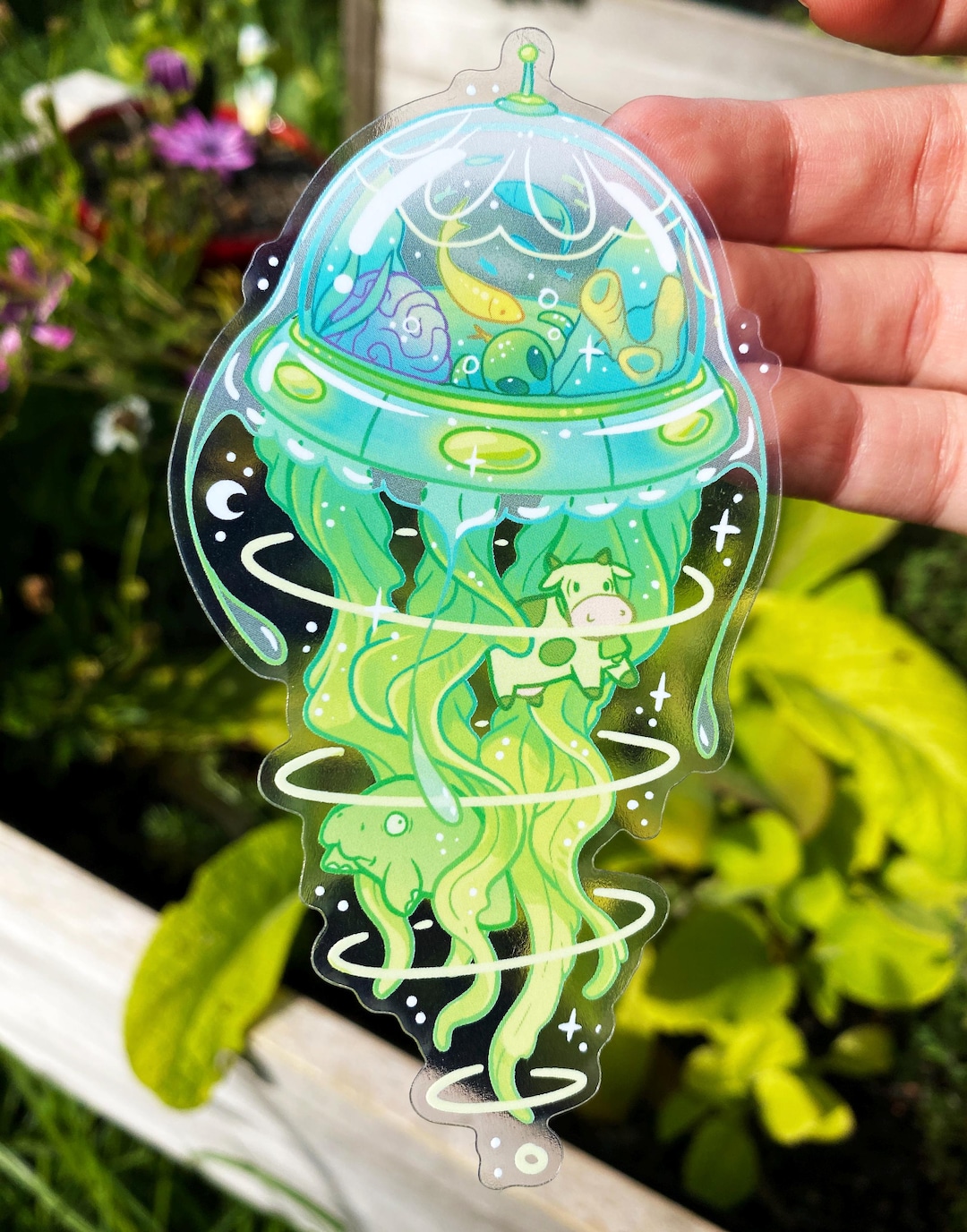 UFO Jellyfish Sticker - Waterproof Vinyl Sticker - Dishwasher Safe ...