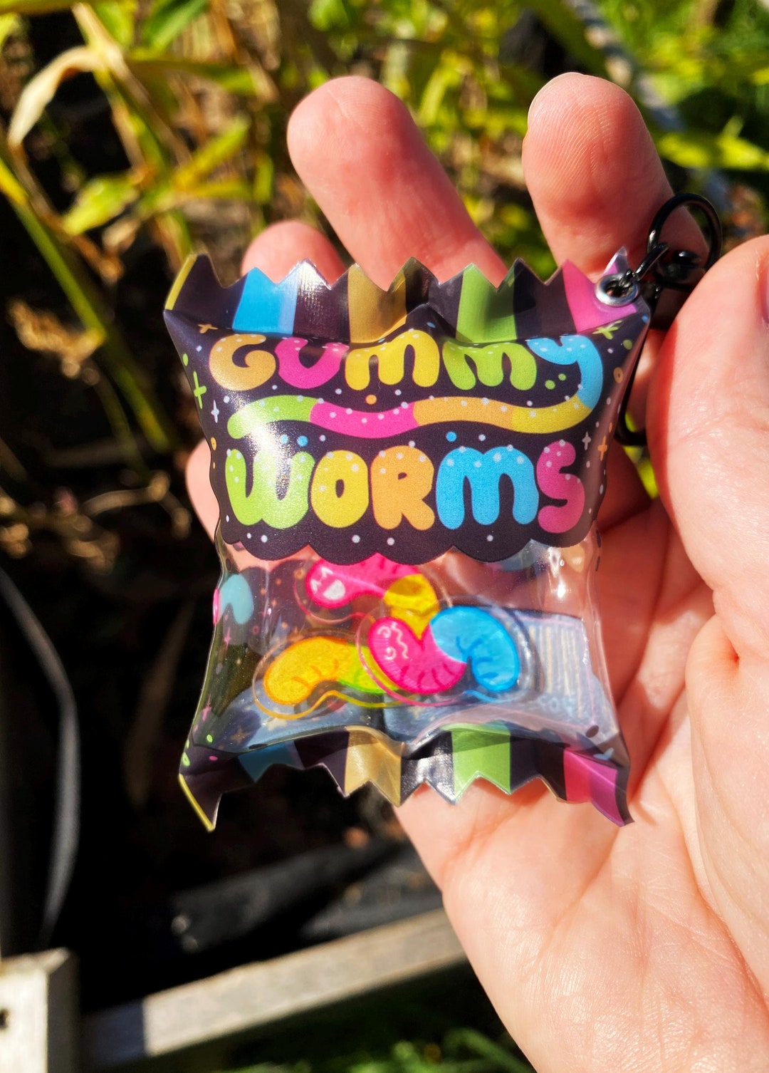 Gummy Worm Shaker Bag Keychain - Acrylic Keychain - Candy - Gummy Worms ...