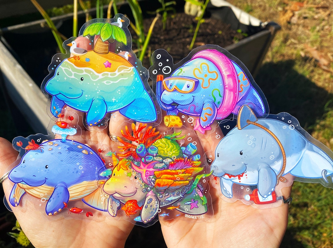 Manatee Sticker Bundle: Ocean Friends Series 3 - Waterproof Transparent ...