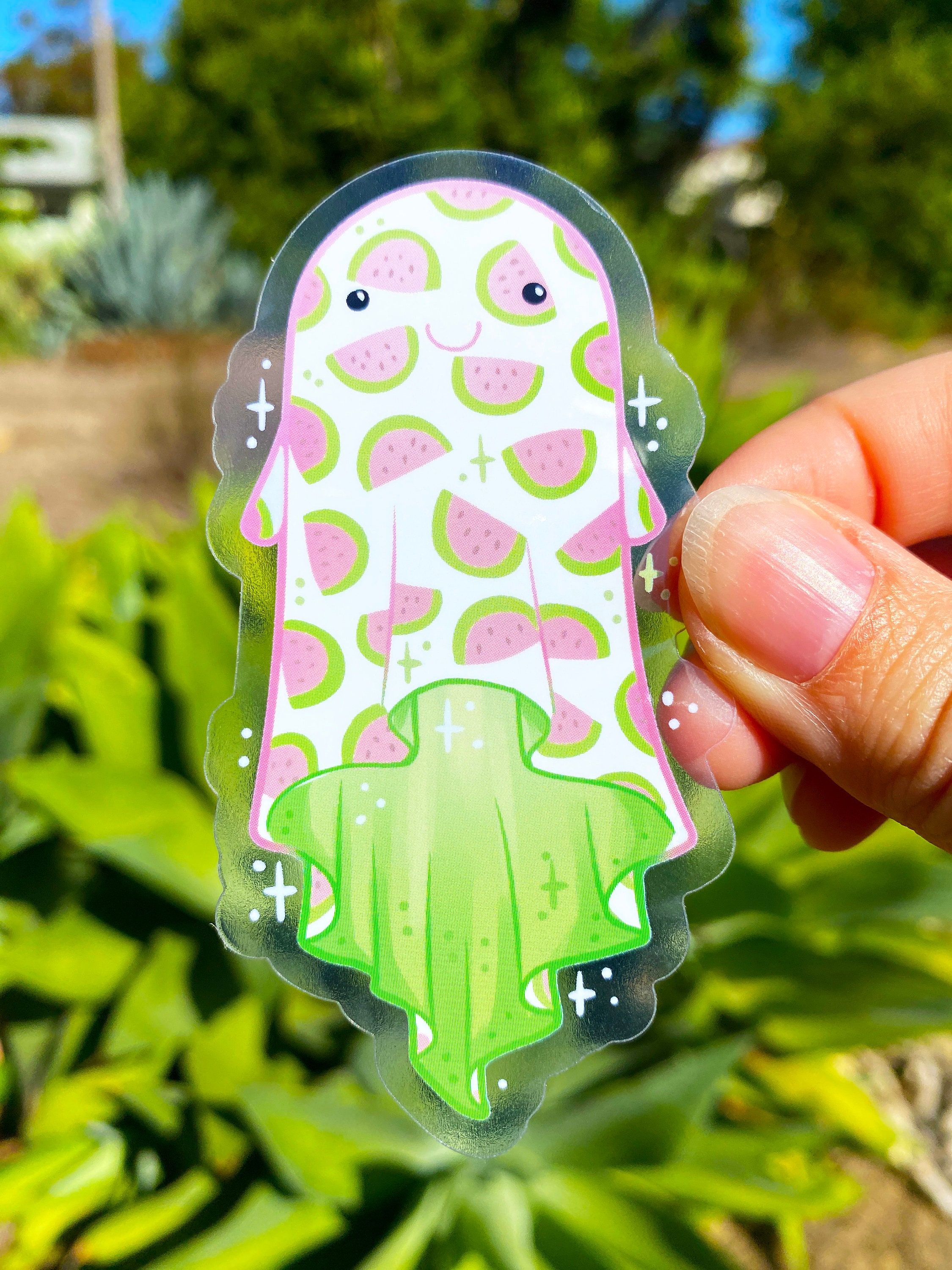 Watermelon Ghost Stickers: Summerween Transparent Art - Etsy