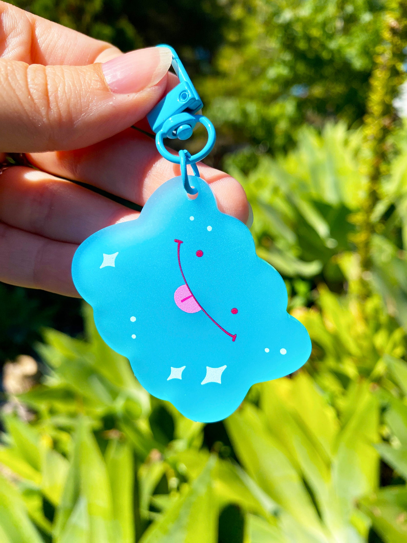 Frosted Acrylic Blob Keychain: Pink or Blue Charm - Etsy