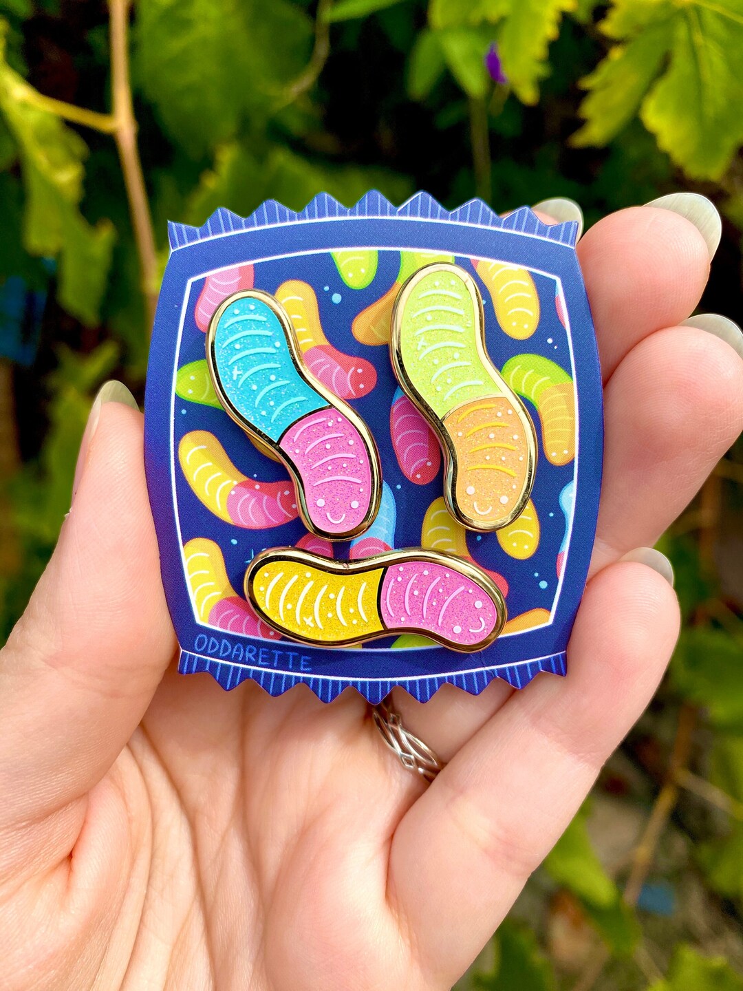 Gummy Worm Pin Set: Glitter Enamel Pins, Candy Collection - Etsy
