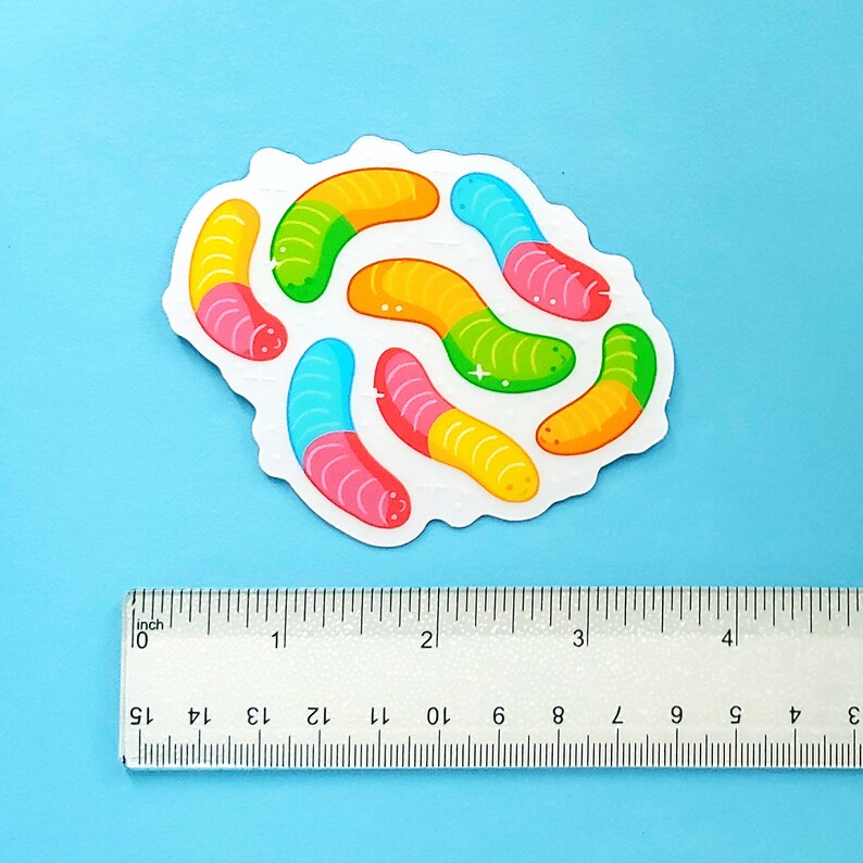 Gummy Worm Sticker Transparent Sticker Vinyl Sticker - Etsy