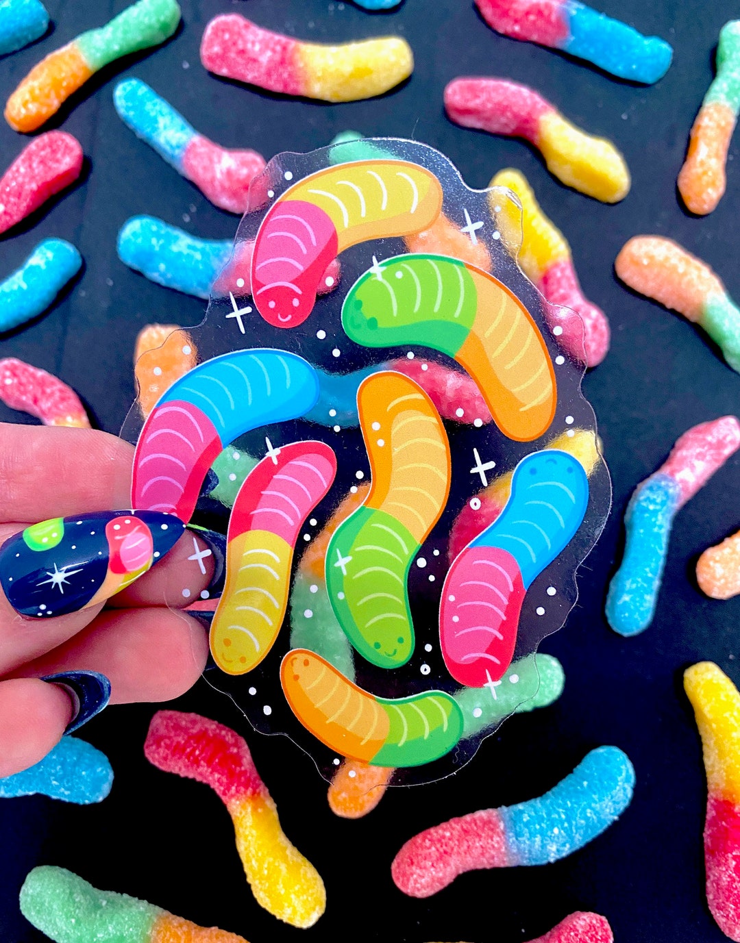 Gummy Worm Sticker - Transparent Sticker - Vinyl Sticker - Waterproof ...