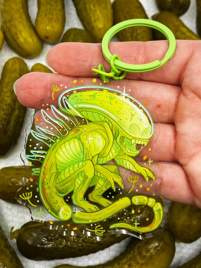 Pickle Alien Acrylic Keychain – Transparent Xenomorph Monster - Etsy