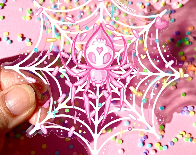 Sprinkle Spider Sticker - Kawaii Art - Pink Arachnid - Spooky and Cute ...