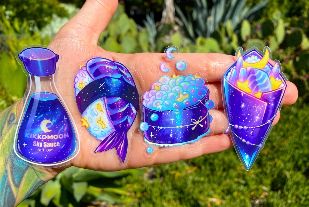 Space Sushi Stickers: Transparent Vinyl Decals - Japanese Food Art - Etsy