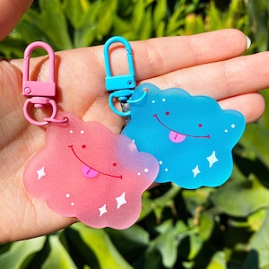Pink Blob Charm Acrylic Keychain Waterproof Blue Blob Happy Friend - Etsy