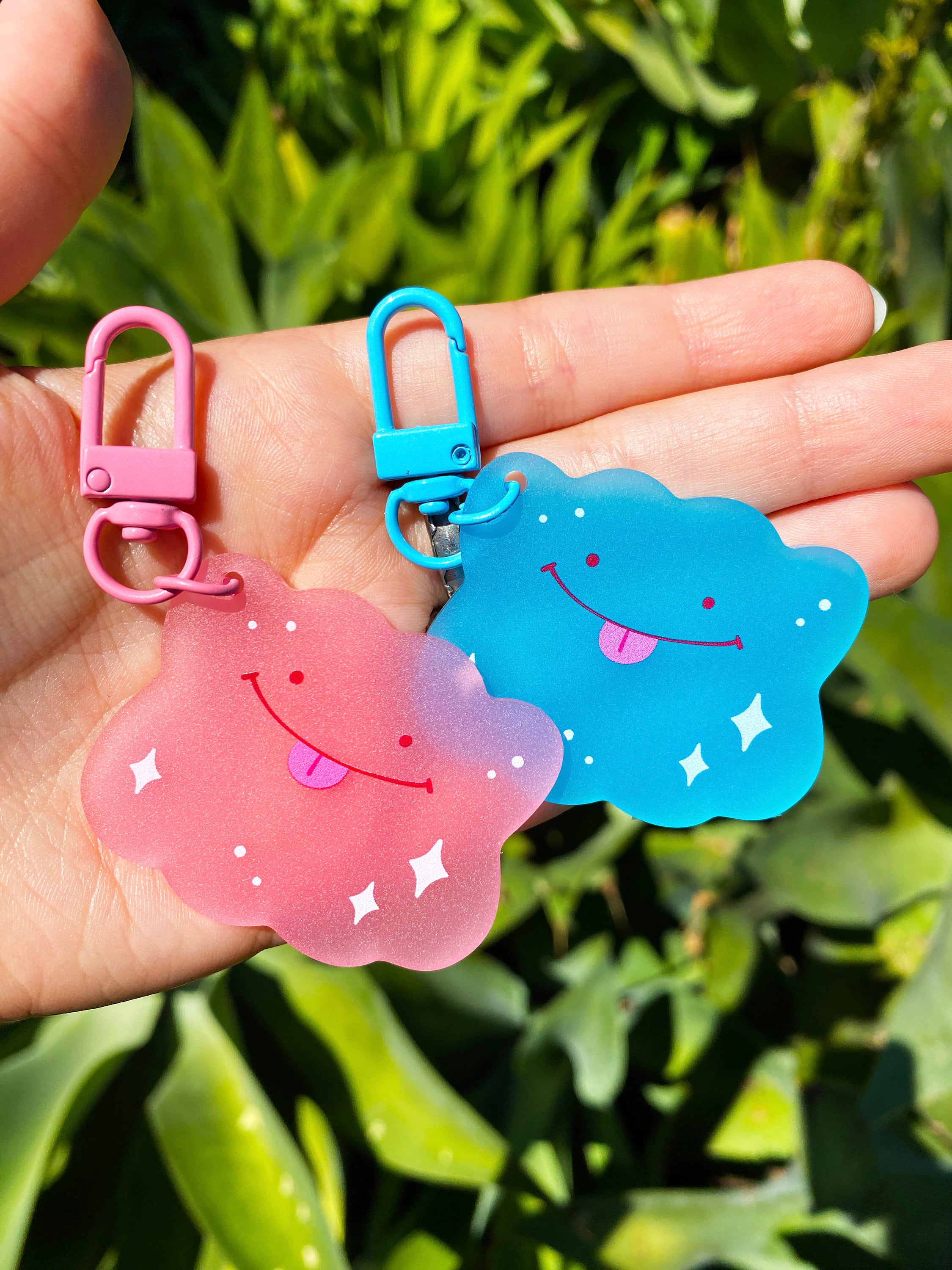 Frosted Acrylic Blob Keychain: Pink or Blue Charm - Etsy